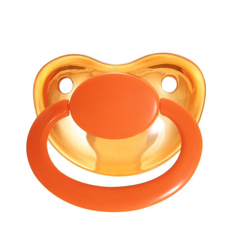 Translucent orange and orange pacifier