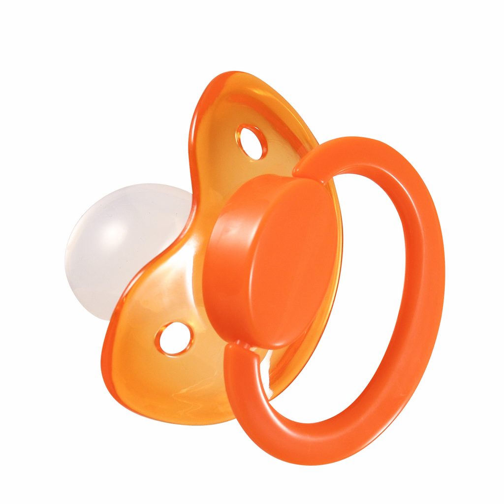 Translucent orange and orange pacifier
