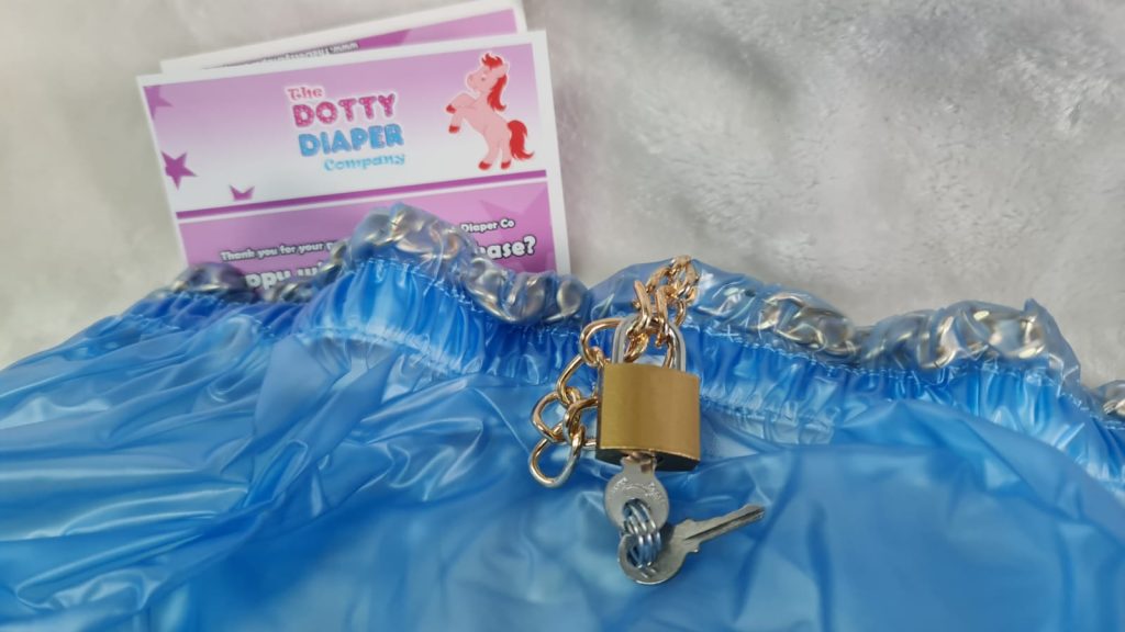 Blue Locking Plastic pants with padlock